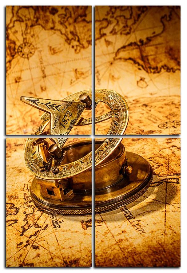 Obraz na plátně - Kompas na mapě antického světa - obdélník 7999D (120x80 cm)