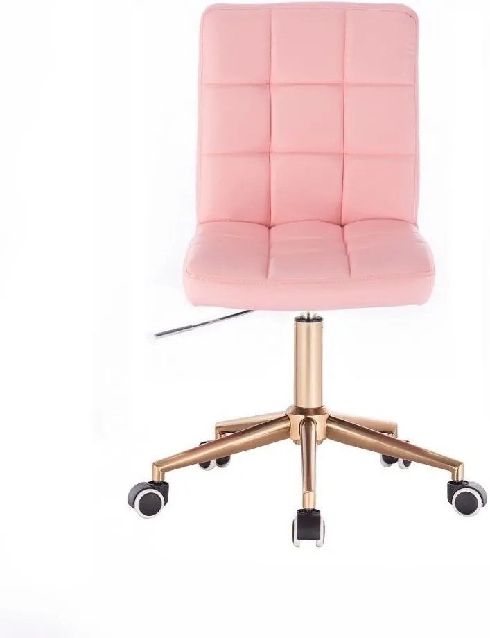 LuxuryForm DESIGN Otočná židle TOLEDO na zlaté podstavě s kolečky - růžová