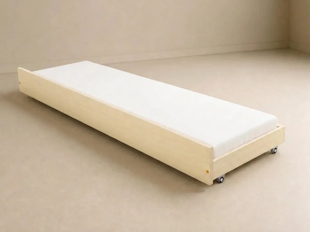 Benlemi Dřevěná výsuvná přistýlka SLEEP pod postel na kolečkách Zvolte barvu: Světle šedá, Zvolte rozměr: 80x150 cm (pod postel 80x160 cm), Zvolte typ: Pro postel FENCE