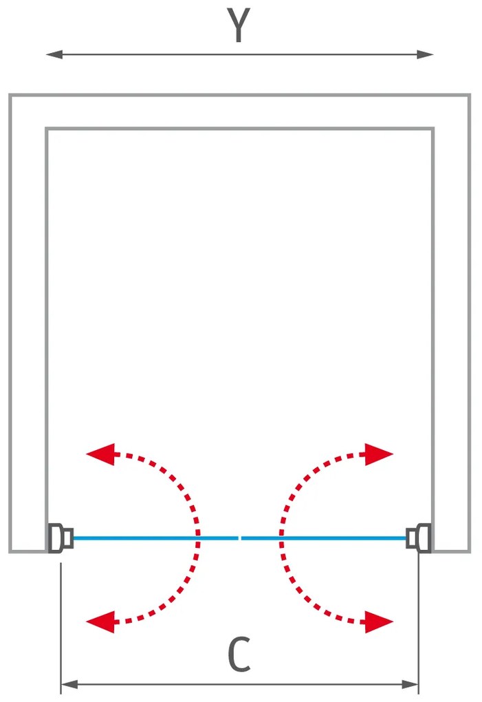 Roltechnik Outlet Dvoukřídlé sprchové dveře BADEN II pro instalaci do niky - bez vaničky Varianta: šířka: 100 cm, orientace: Univerzální - (BADEN II/100 - 4000857), Barva profilů a typ výplně: profily: brillant, výplň: transparent