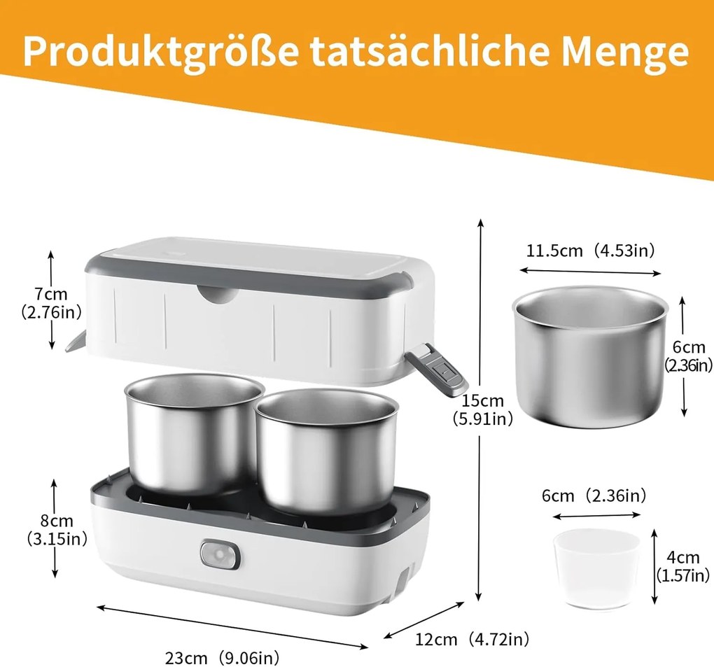 Elektrický obědový box, přenosný ohřívač jídel na cesty Kiseely (T86535363), Barvy a parametry Bílá