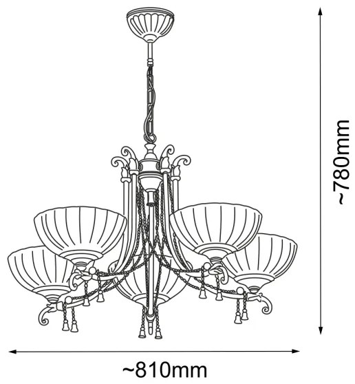 Amplex 8315 - Lustr na řetězu GRANADA 5xE27/10W/230V