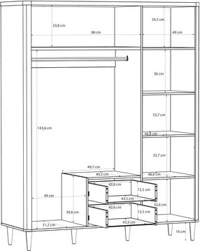 Šatní skříň 3-dveřová se zrcadlem LACETTI