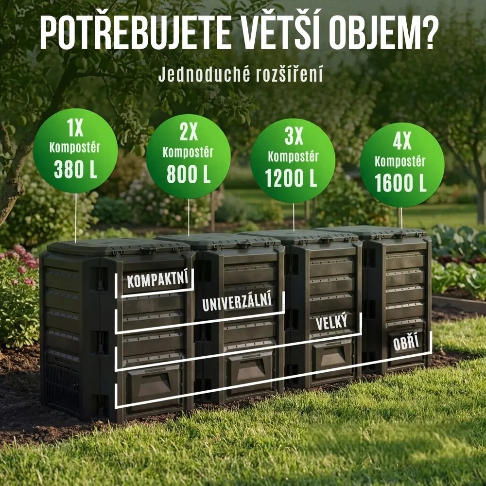Zahradní kompostér COMPOGREEN, 800l, černá Prosperplast