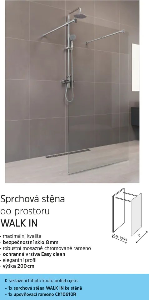 Mereo Mereo, Sprchová stěna WALK IN, Novea, chrom ALU, sklo Čiré, CK10603H