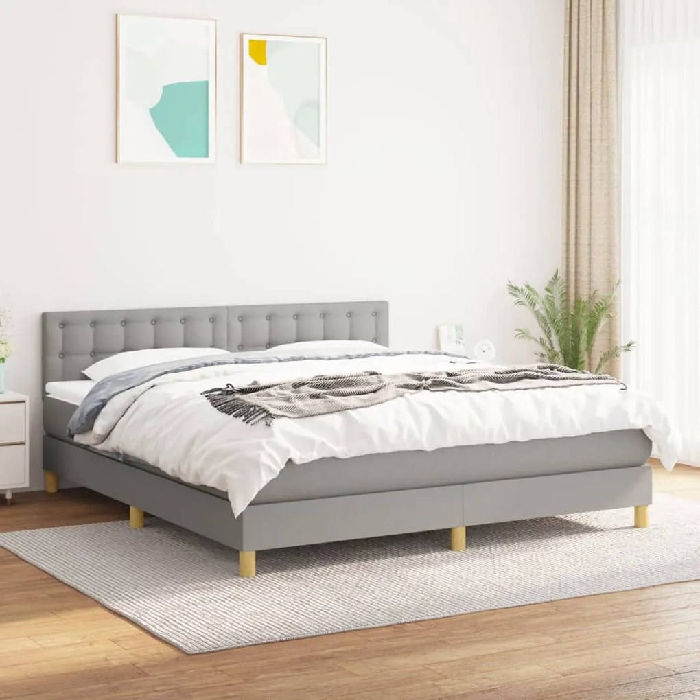 Box spring postel s matrací světle šedá 180 x 200 cm textil 3140953