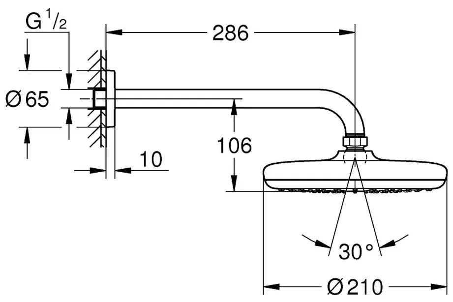 Grohe Tempesta 210 - Hlavová sprcha set s ramenem 286 mm, 1 proud, chrom 26411000