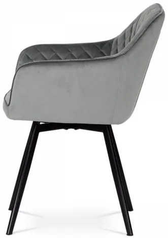 Jídelní židle šedá sametová látka, kovové nohy, černý matný lak DCH-425 GREY4