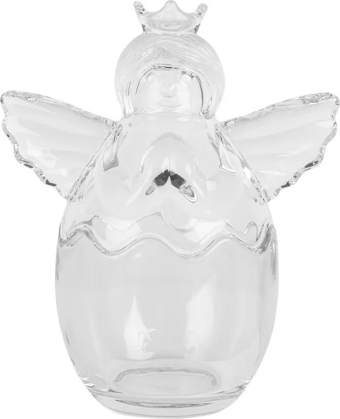 Transparentní skleněná dóza anděl - 15*10*18 cm