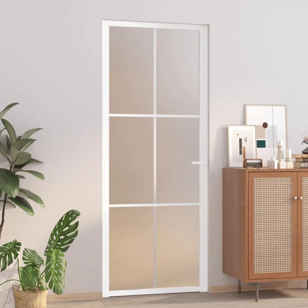 Interiérové dveře 83 x 201,5 cm bílé matné sklo a hliník - Default Title