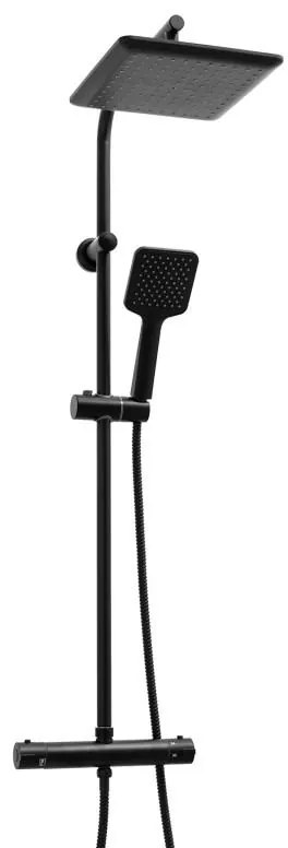 Erga Bodo Therm, sprchová souprava s termostatickou baterií a dešťovou hlavicí 23x23cm, černá matná, ERG-YKA-BP.BODO-THERM-23-BLK