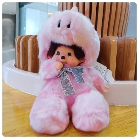 Panenka Monchhichi (mončičák) v kostýmu pohádkové postavy Varianta: Růžový jednorožec