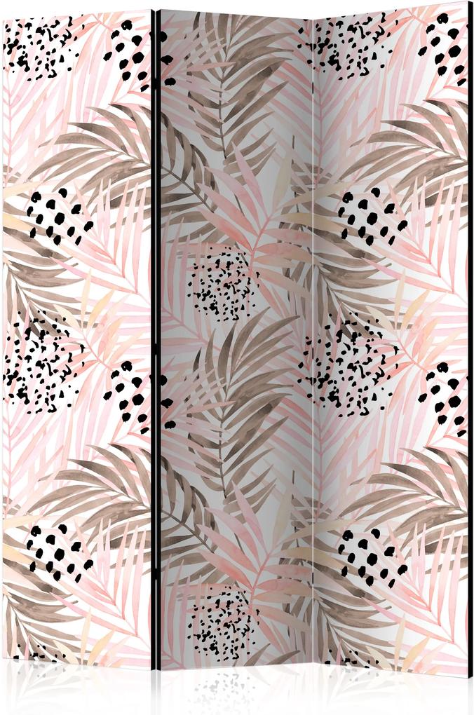 Artgeist Paraván - Pink Palm Leaves [Room Dividers] 135x172
