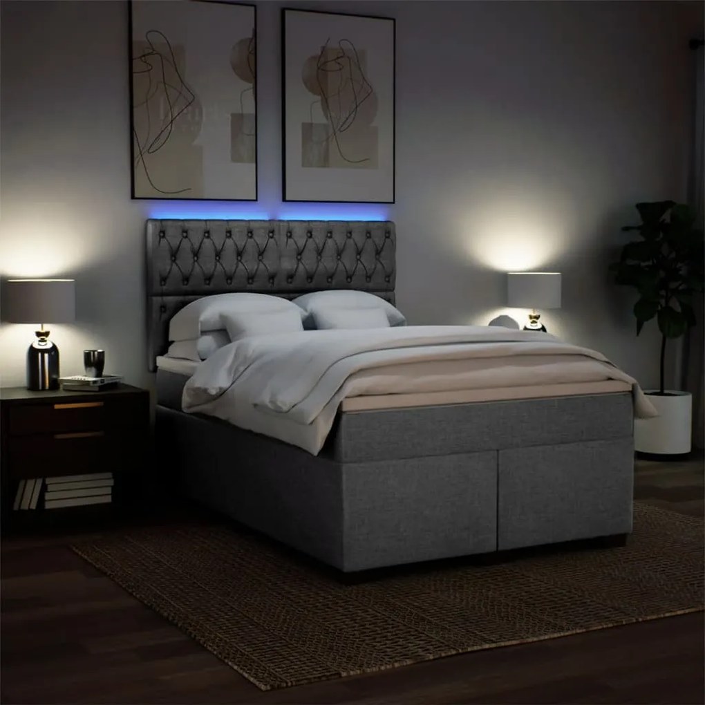 Box spring postel s matrací světle šedá 140 x 200 cm textil 3292818