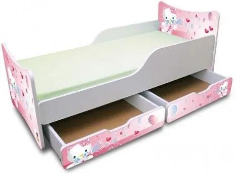 MAXMAX Dětská postel 160x70 cm se šuplíkem - KITTY A BUBLIFUK