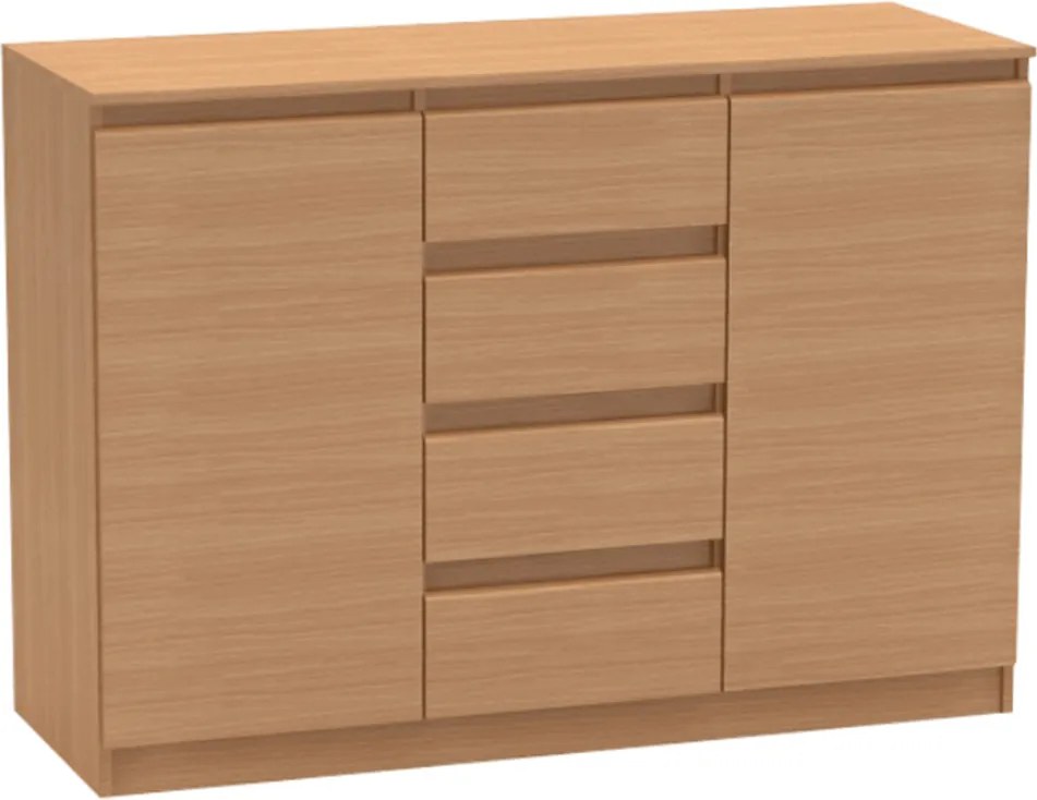 2 dveřová komoda se 4 šuplíky, buk, HANY 2 NEW 010