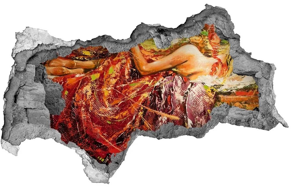 Wallmuralia Díra 3D fototapeta nálepka Spící žena 95x73 cm