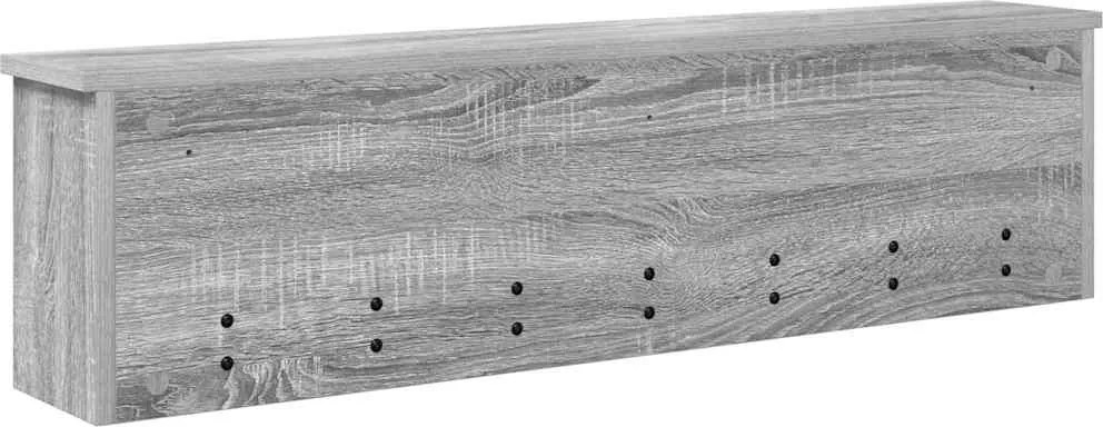 věšák, nástěnný, 5 poliček, háčky, kompozitní dřevo, 26x100x16 cm, šedá sonoma, Dekorino TK20260022