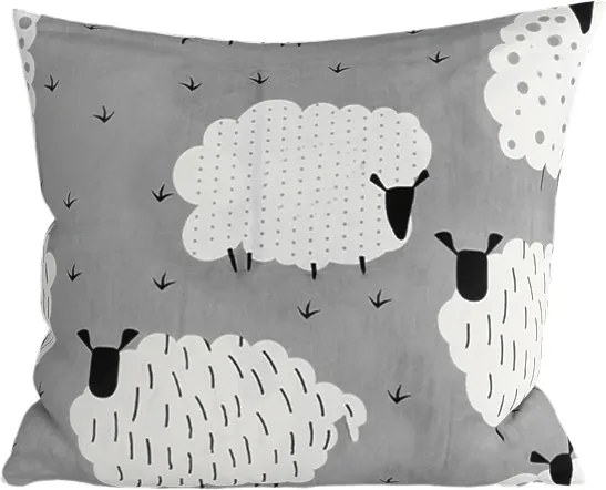 Polybavlněný povlak na polštář WHITE SHEEPS 45x45 cm, šedý