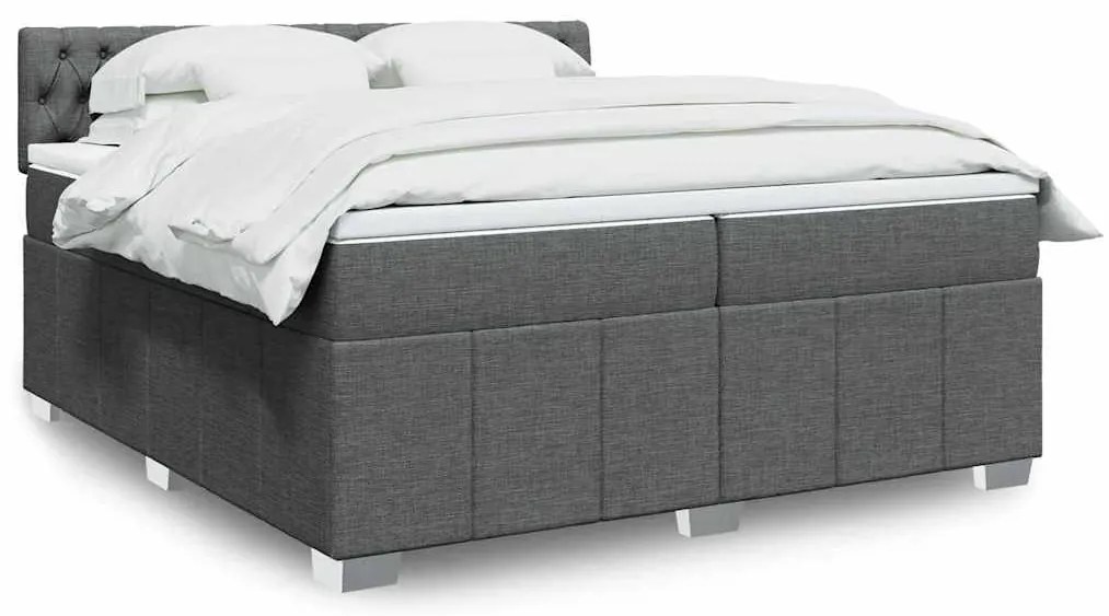 Box spring postel s matrací tmavě šedá 200x200 cm textil