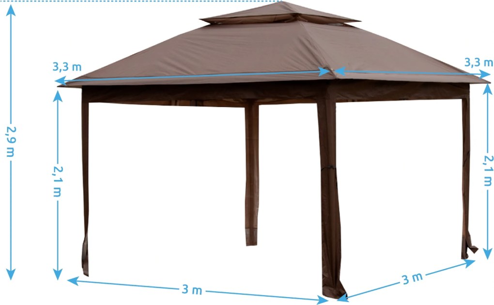 Marimex | Zahradní altán Marimex Vista 3x3 m - hnědý | 10970572