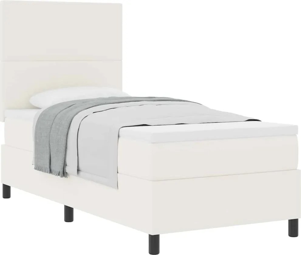 Postel s boxspringem s čelo Krémová a bílá 100 x 200 cm 3337545