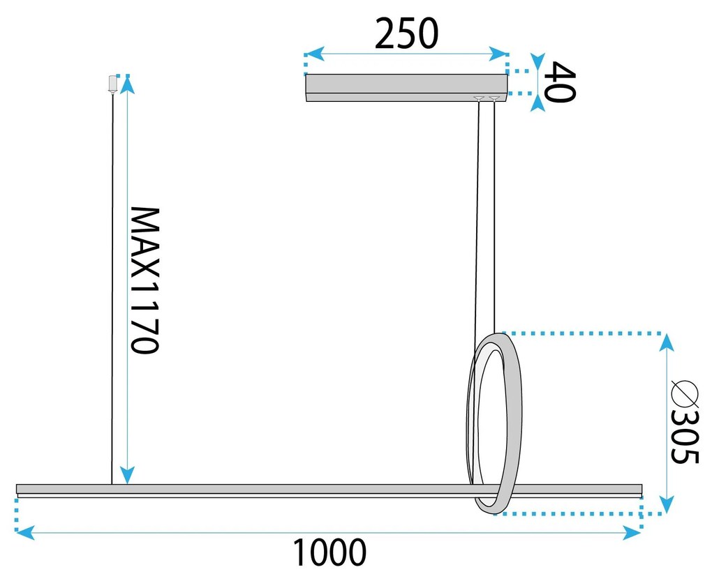 Toolight Toolight, LED závěsné osvětlení 100cm, 25W, 3000K, 2000lm, LHJ111-CP C, zlatá matná, OSW-50071