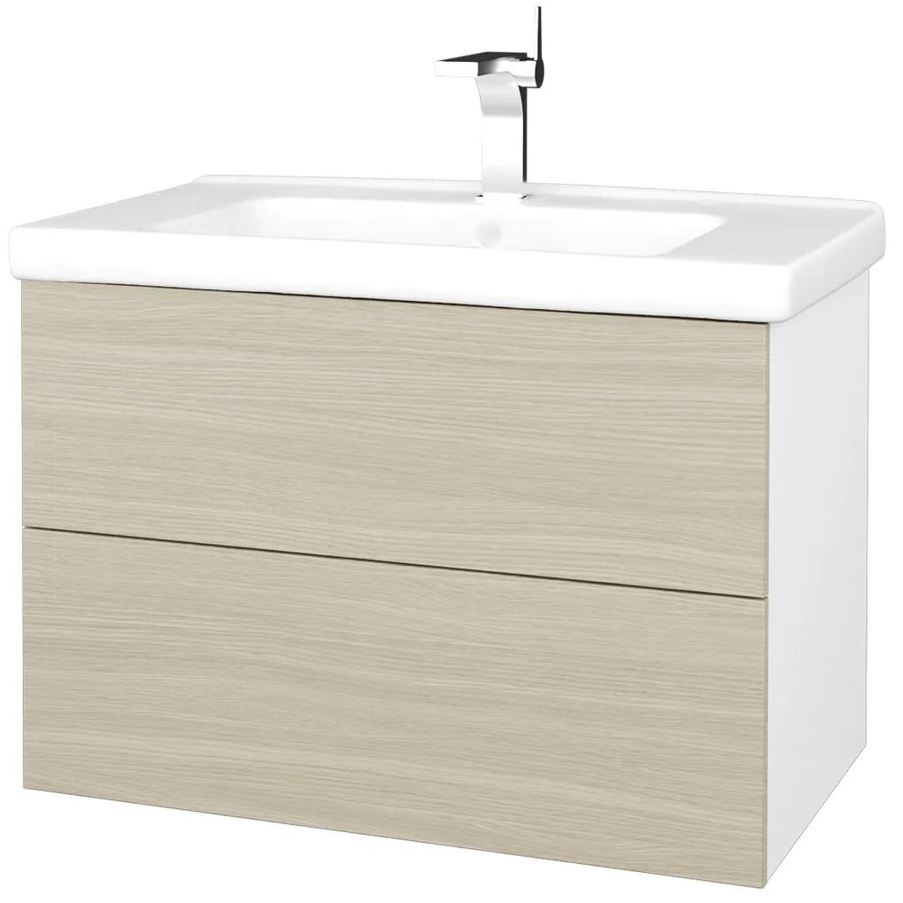 Dřevojas Koupelnová skříň VARIANTE SZZ2 80 (umyvadlo Harmonia) Varianta: M01 Bílá mat / M01 Bílá mat