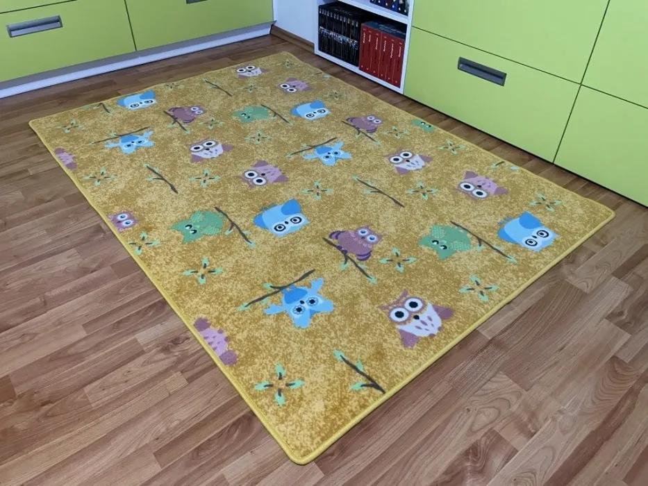 Vopi Dětský koberec Sovička SILK 5248 oranžovožlutá 60 x 60 cm