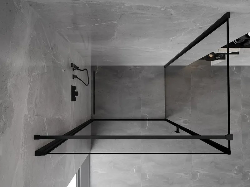 Mexen Mist-B, 1-křídlý výklopný sprchový kout, levý, 70 x 100 cm, čiré sklo-černý rám, 8A2T-070-100-70-70-L