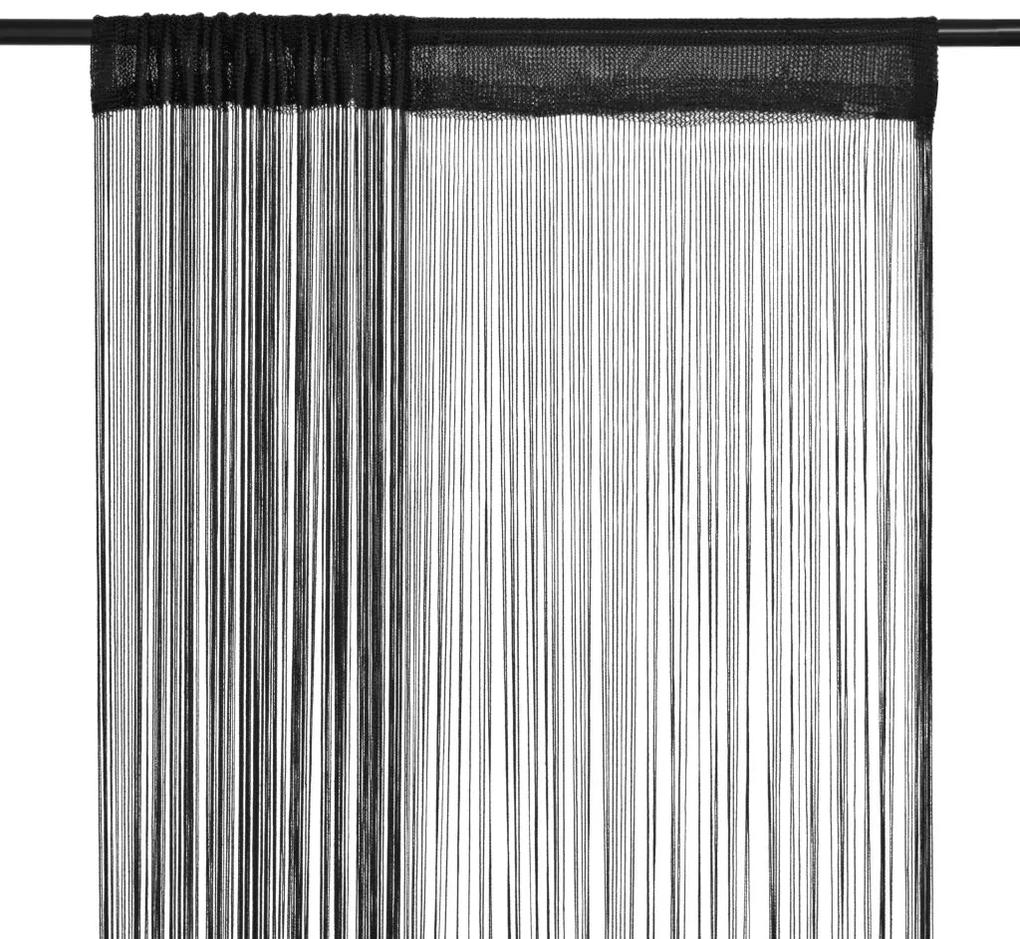 132400 vidaXL Provázkové záclony, 2 ks, 100x250 cm, černá | BIANO