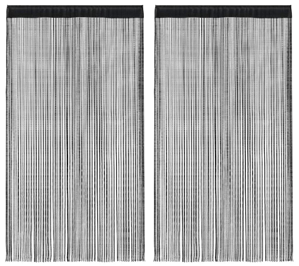 Provázkové záclony, 2 ks, 100x250 cm, černá 132400