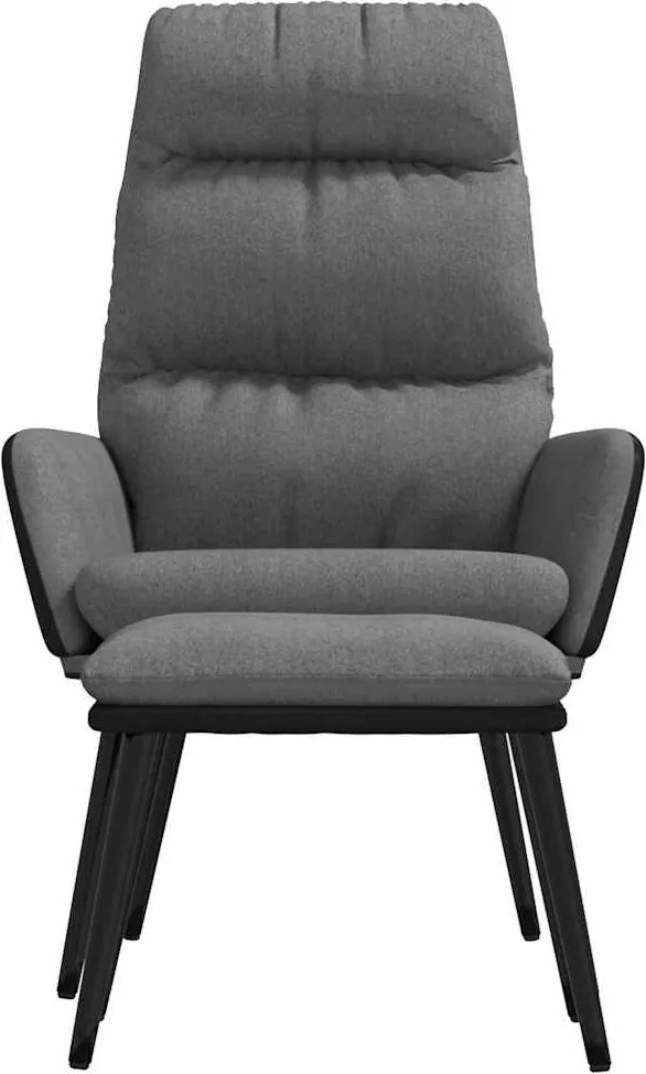 Relaxační křeslo se stoličkou světle šedé textil a umělá kůže 3097506