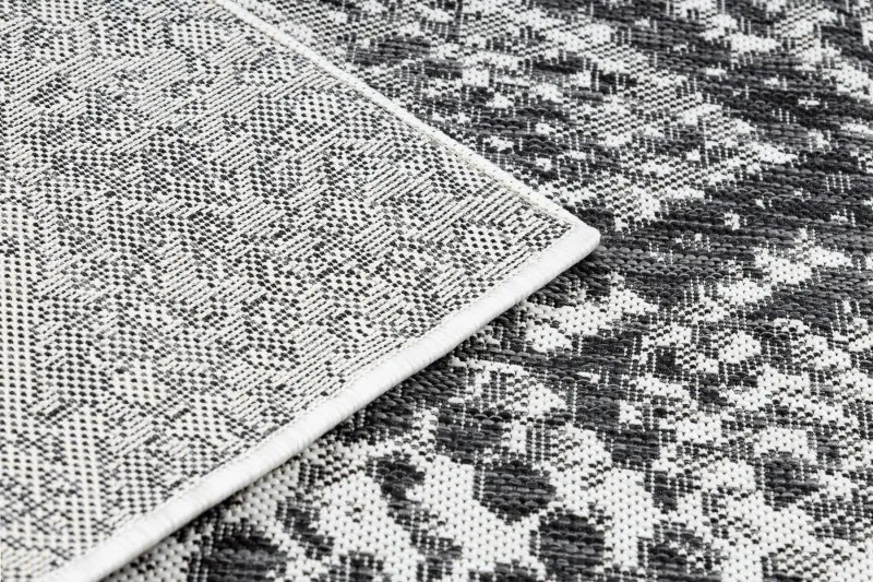 Dywany Łuszczów, Kusový koberec Sion Sisal Snake`s skin 22162 ecru/black – na ven i na doma, 120x170, šedá, chodba / předsíň