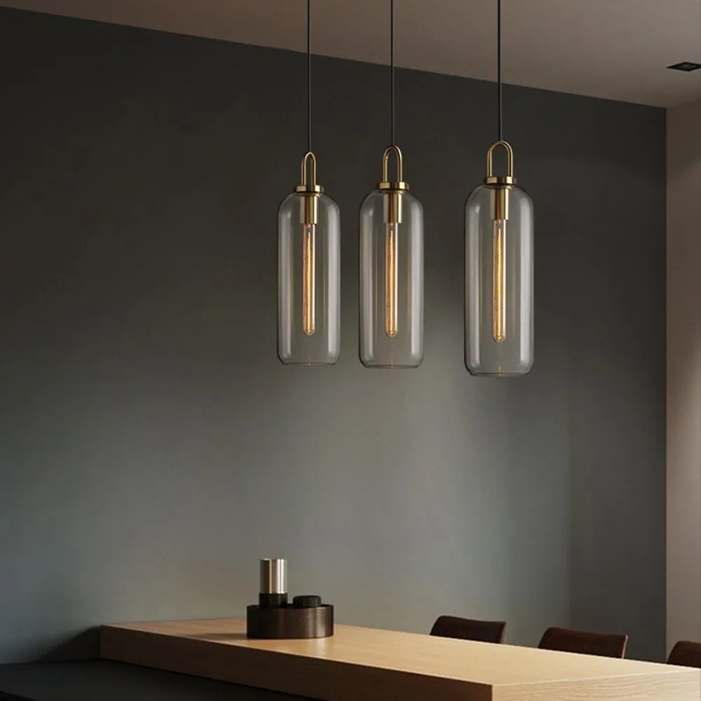 Toolight - Závěsné svítidlo ze skla 1xE27 60W APP442-CP, zlatá, OSW-05636