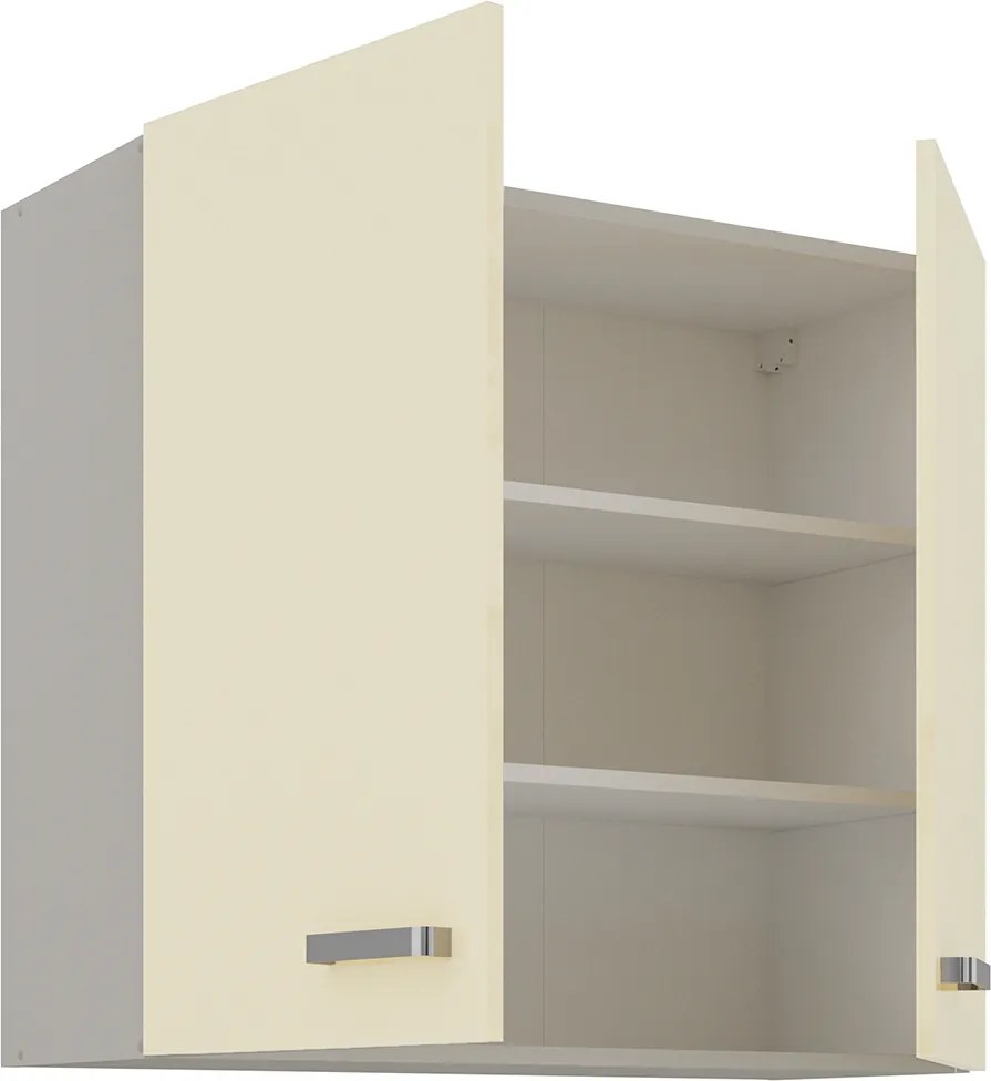 KARMEN | horní skříňka 80 G-72 2F policová | 80 cm | světle šedá/krémová lesk