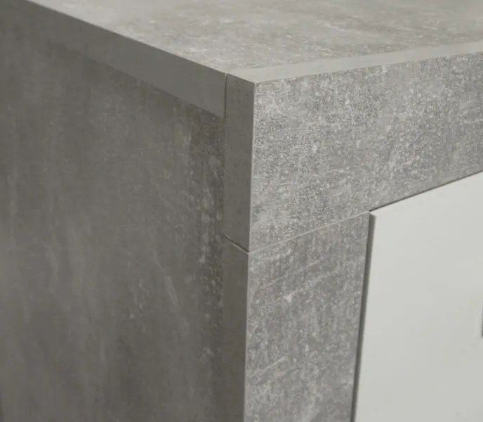 Komoda Stone 147 cm, beton/bílá