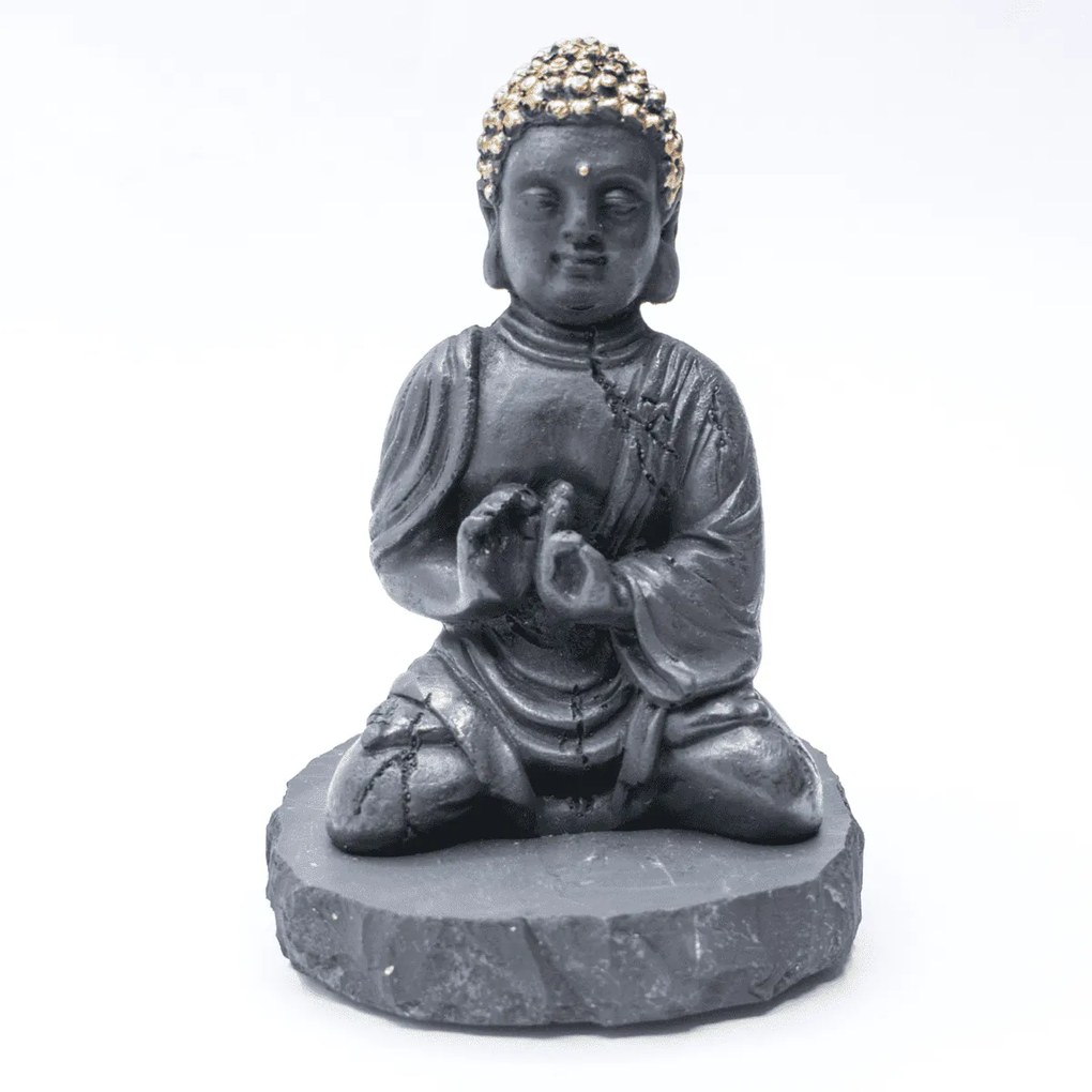 Milujeme Kameny Šungit - Buddha zlatá hlava - soška Feng shui