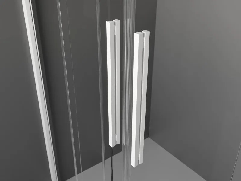 Mexen Velar L Duo, sprchový kout s posuvnými dveřmi 100 x 100 cm, 8mm sklo námraza, bílá matná, 871-100-100-02-33-20