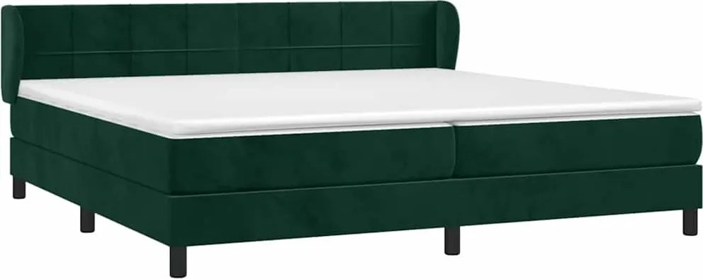 Box spring postel s matrací tmavě zelená 200x200 cm samet 3127514