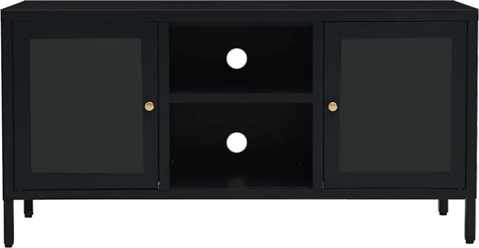TV stolek černý 105 x 35 x 52 cm ocel a sklo 336058