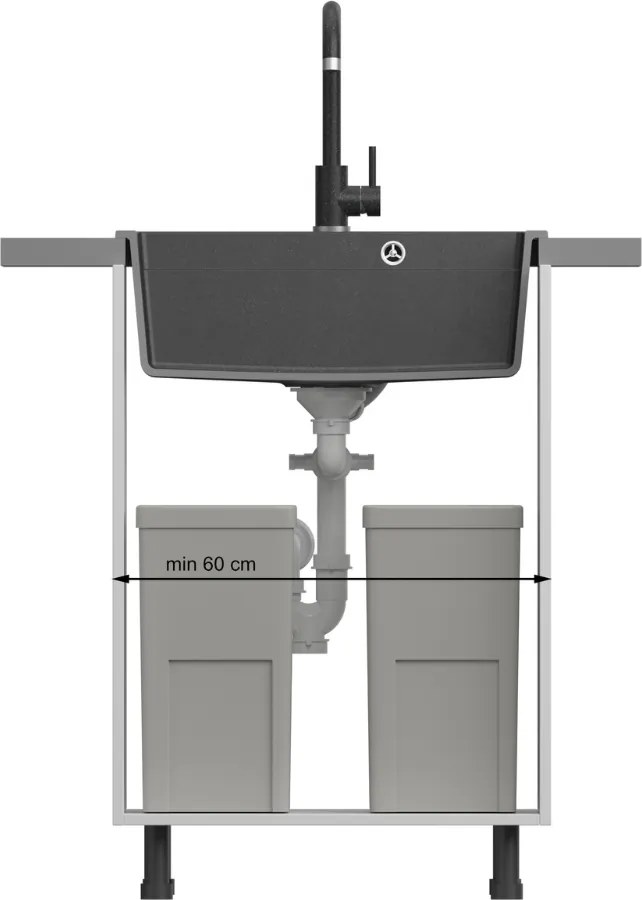 Bílý kuchyňský granitový dřez QUADRON Kurt 110 s příslušenstvím bez baterie