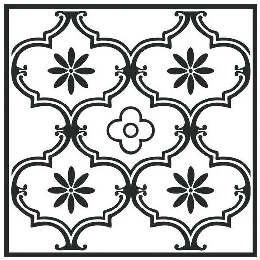 Samolepicí pvc dlažba černobílé ornamenty 2745052 | 30,4 x 30,4 cm | D-C-Fix