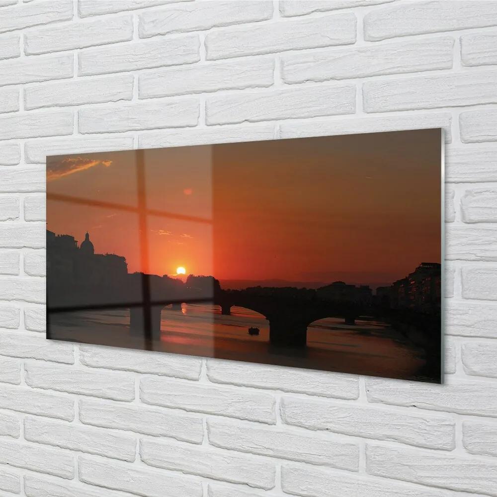 Obraz na skle Itálie řeka západu slunce 125x50 cm