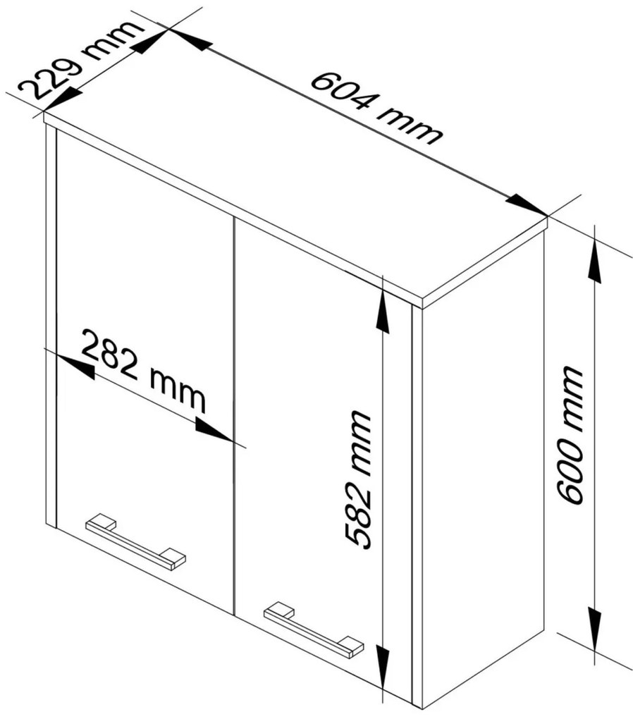 Závěsná koupelnová skříňka Fin 60 cm bílá/červená lesk