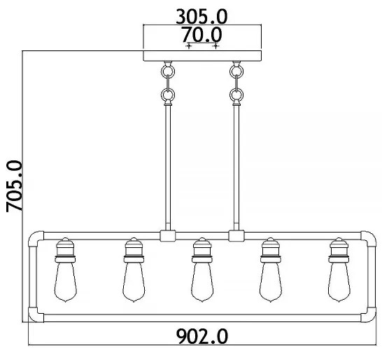 Kichler KL-IMAHN-ISLE - Lustr na tyči IMAHN 5xE27/60W/230V
