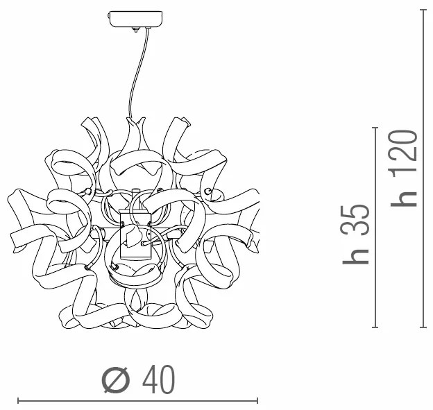 Metal Lux 206.140.15 Astro Silver, stříbrné designové závěsné svítidlo v průměru 40cm, 3x40W, stříbrné sklo, chrom