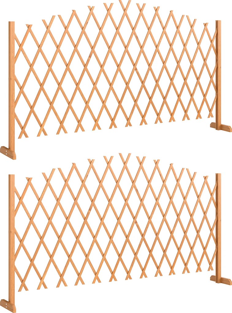 Sada 2 výsuvných nůžkových plotů Volně stojící nůžková zábrana s nožičkami 180 x 30 x 103 cm Hnědá barva
