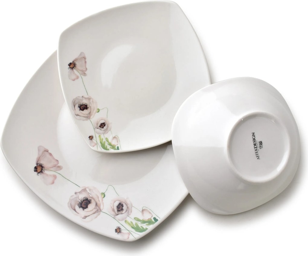 Porcelánová jídelní sada LEA Pink 18 ks bílá/růžová