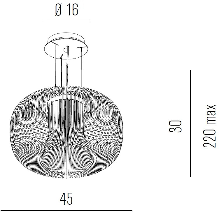 Metal Lux 242.045.02 Impossible C, bílé drátěné svítidlo, 1x15W LED 2700K, prům.45cm